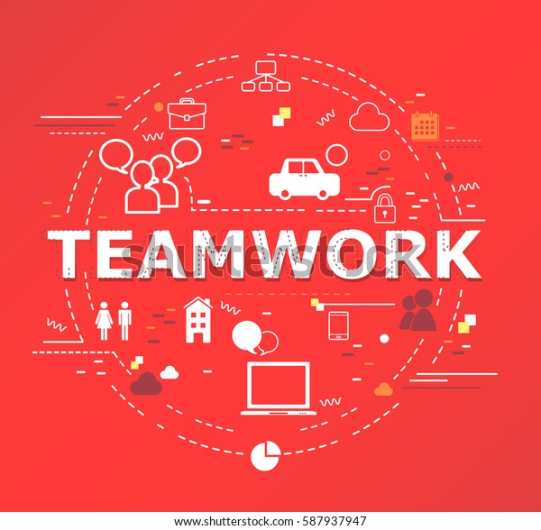 Creative Illustration Teamwork Word Lettering Typography Stock Vector ...
