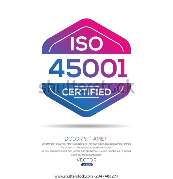 Creative Iso 45001 Standard Quality Symbol Stock Vector (Royalty Free ...