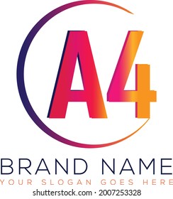 Creative Letter A4 Modern Logo Design Stock Vector (Royalty Free ...
