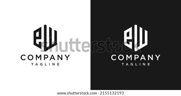 Creative Letter Ew Monogram Hexagon Logo 库存矢量图（免版税）2155132193 ...