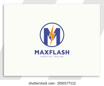 Creative Letter M Logo Lightning Bolt Stock Vector (Royalty Free ...
