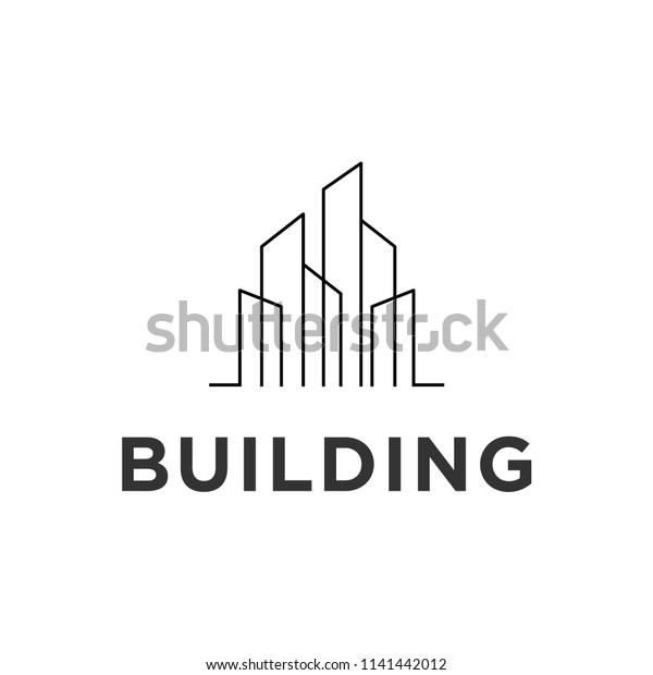 Creative Line Art Building Logo Design Stock Vector (Royalty Free ...