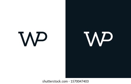 Creative Line Art Letter Wp Logo Stock Vector (Royalty Free) 1570047403
