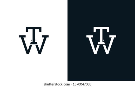 Creative Line Art Letter Wt Logo Stock Vector (Royalty Free) 1570047385 ...