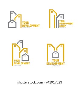 Vektor Stok Creative Logo Real Estate Development (Tanpa Royalti ...