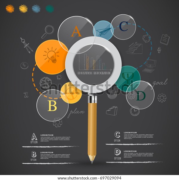 Creative Magnifying Glass Idea Pencil Education Stock Vector (Royalty ...