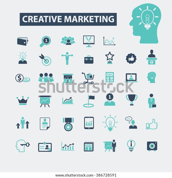 Creative Marketing Icons Stock Vector (Royalty Free) 386728591