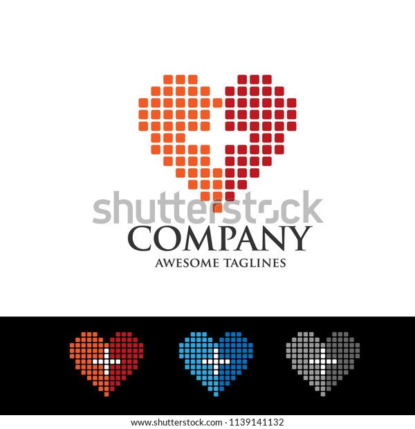 Creative Medical Heart Pixel Logo Vector Stock Vector (Royalty Free ...