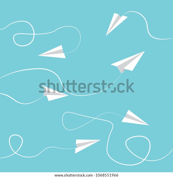 Creative Minimal Illustration White Paper Airplanes Stock Vector ...
