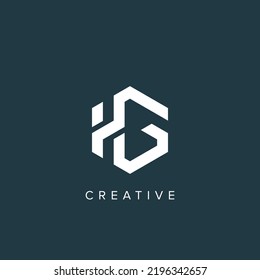 Creative Minimal Monochrome Monogram Letter Hg Stock Vector (Royalty ...