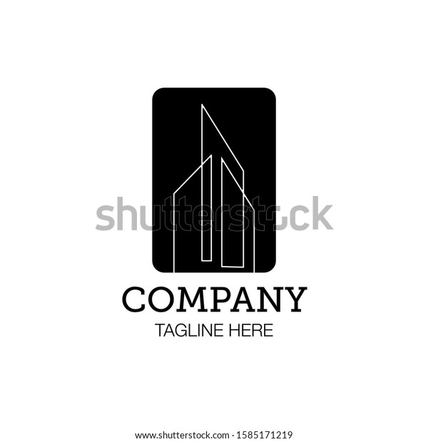 Creative Minimalist Building Icons Monoline Logo Stock Vector (Royalty ...