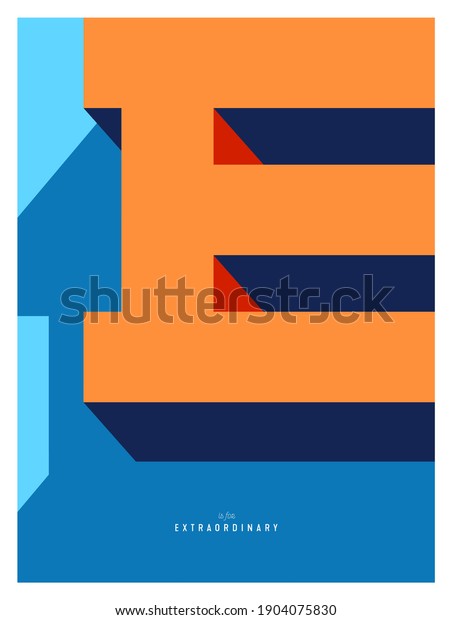 Creative Minimalist Poster Letter E Wall Stock Vector (Royalty Free ...