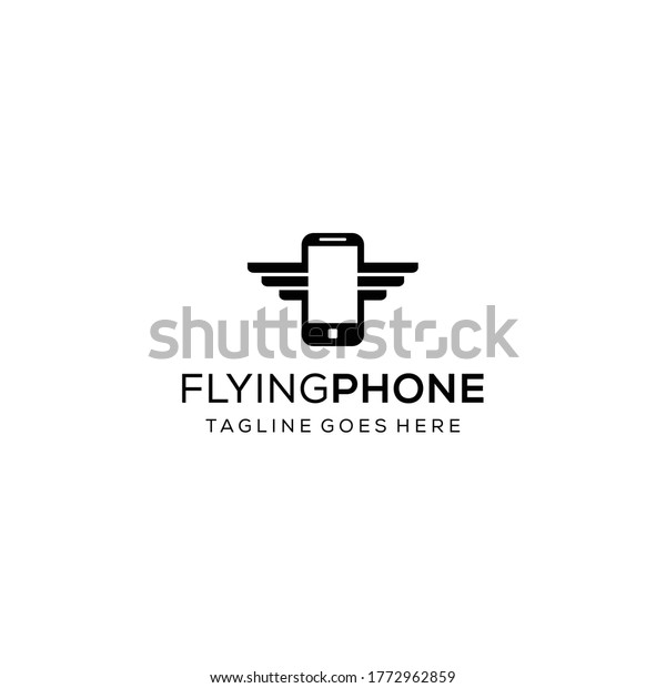 Creative Modern Flying Hand Phone Wings Stock Vector (Royalty Free ...