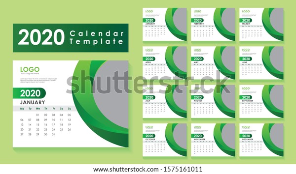 Creative Modern New Year Calendar 2020 Stock Vector (Royalty Free ...