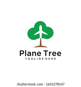 Creative Modern Tree Airplane Sign Logo Stock Vector (Royalty Free ...
