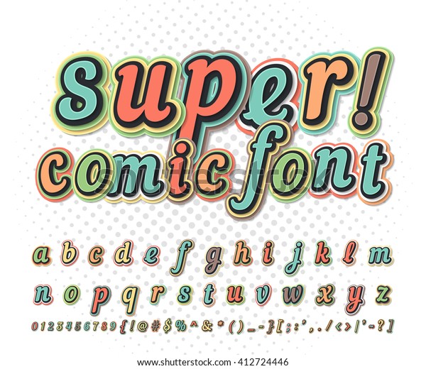 Creative Multicolored High Detail Comic Font Stock Vector (Royalty Free ...