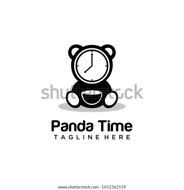 Creative Panda Animal Clock Sign Logo Stock Vector (Royalty Free ...