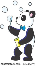 Creative Panda Bear Illustration Blowing Bubbles Stock Vector (Royalty ...