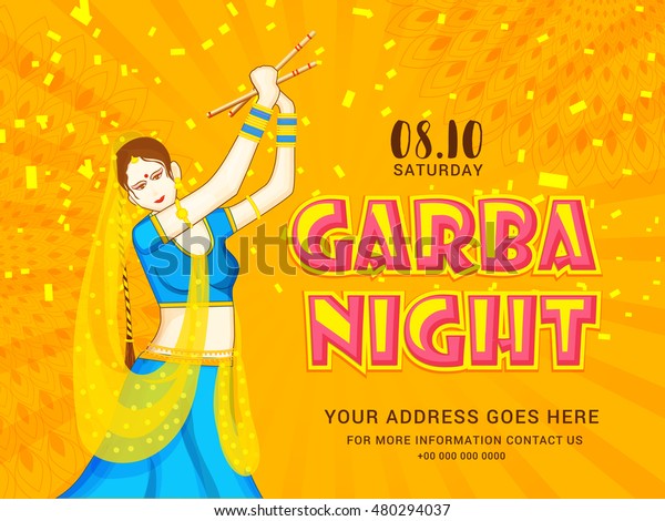 Creative Poster Flyer Garba Nightgirl Playing Stock Vector (Royalty ...