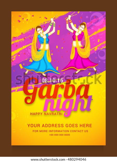 Creative Poster Flyer Garba Nightgirls Playing Stock Vector (Royalty ...