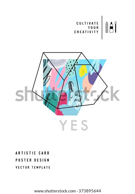 Creative Poster Geometric Outline Shapes Trendy Stock Vector (Royalty ...