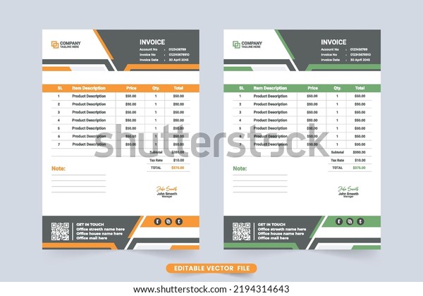 Creative Product Purchase Payment Receipt Invoice Stock Vector (Royalty ...