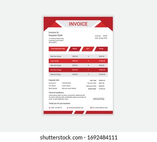 Creative Red Black Color Invoice Template Stock Vector (Royalty Free ...