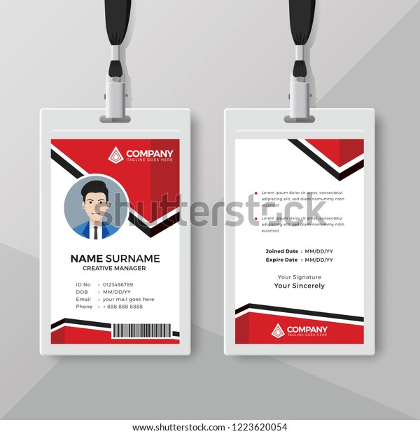 Creative Red Id Card Design Template Stock Vector (Royalty Free) 1223620054