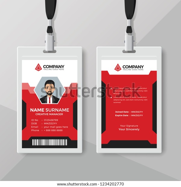 Creative Red Id Card Design Template Stock Vector (Royalty Free ...
