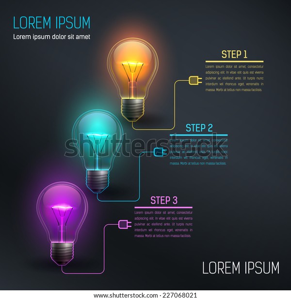 Creative set of light bulbs.Creative idea for infographics template.