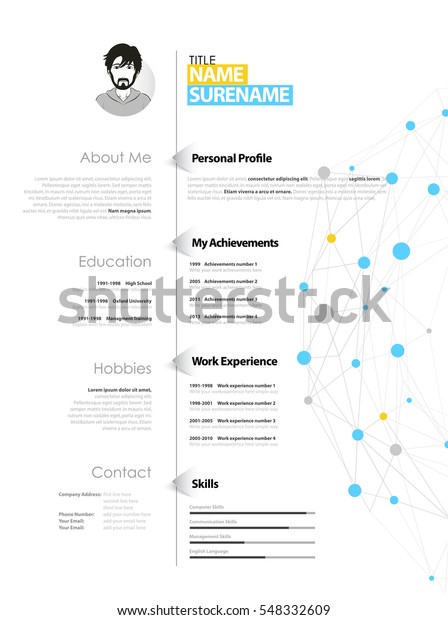 Creative Simple Cv Template Blue Grey Stock Vector (Royalty Free) 548332609