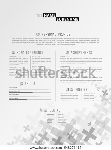 Creative Simple Cv Template Grey Plus Stock Vector (Royalty Free ...