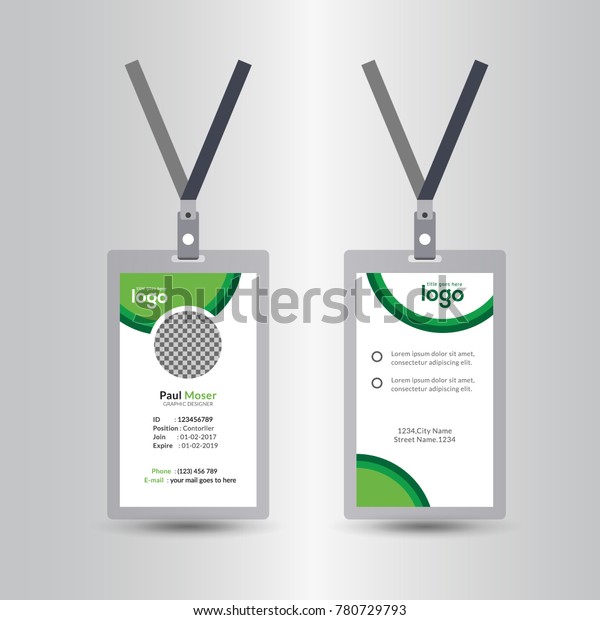 Creative Simple Green Id Card Design Stock Vector (Royalty Free) 780729793