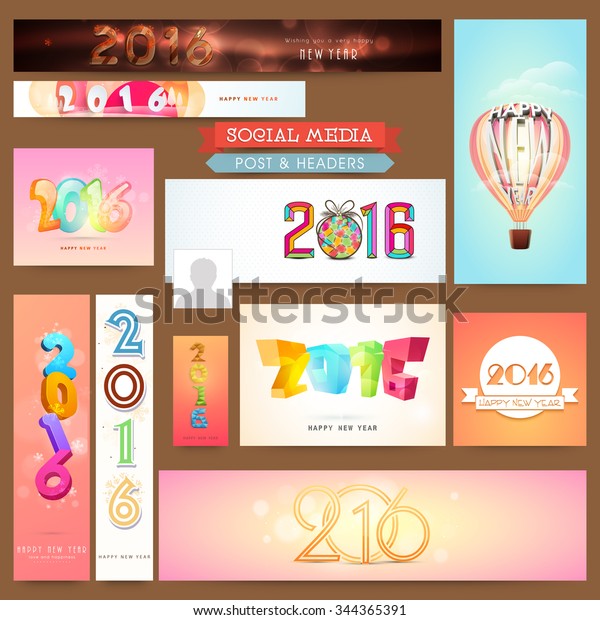 Creative Social Media Post Header Set Stock Vector (Royalty Free) 344365391
