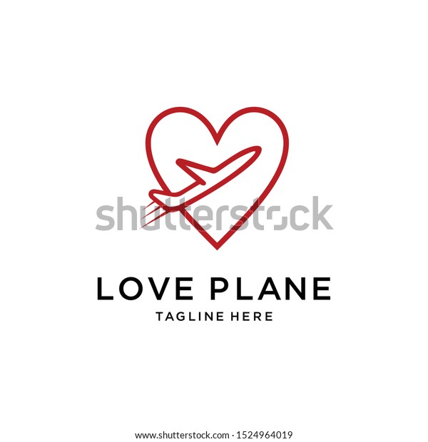 Creative Symbol Hearts Shape Airplane Logo Stock Vector (Royalty Free ...