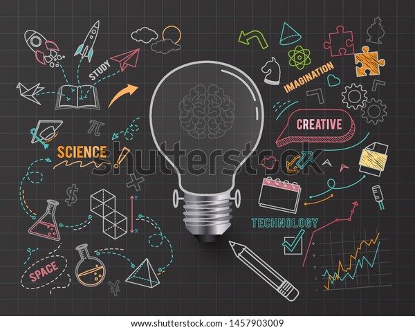 Creative Thinking Idea Bulb On Paper Stock Vector (Royalty Free) 1457903009