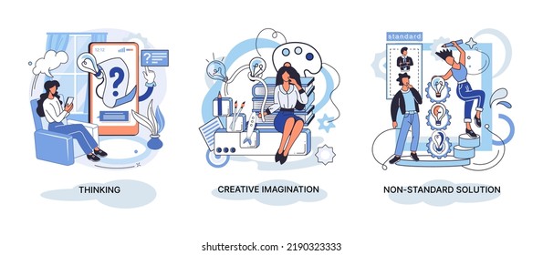 Creative Thinking People Different Mental Mindset Stock Vector (Royalty ...