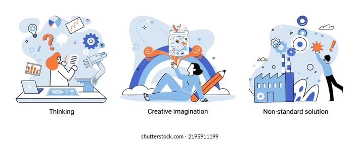 Creative Thinking People Different Mental Mindset Stock Vector (Royalty ...