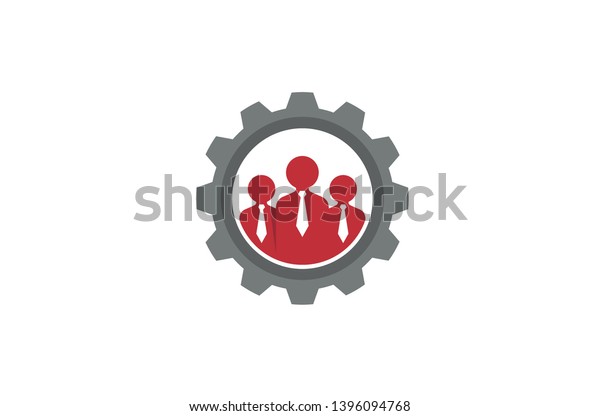 Creative Three People Team Gear Logo Stock Vector (Royalty Free) 1396094768