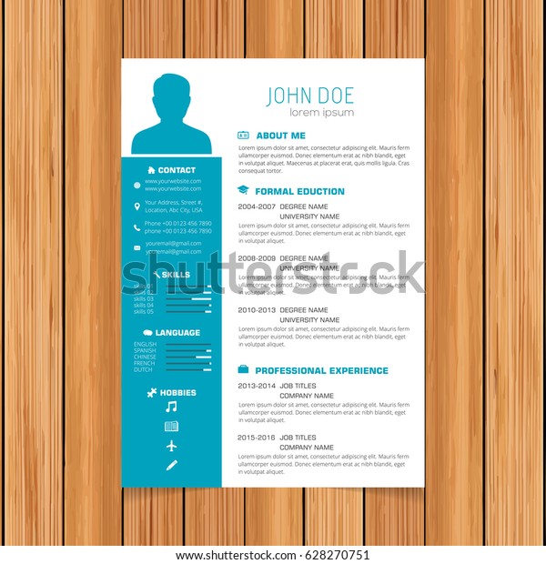 Creative Turquoise Color Cv Resume Template Stock Vector (Royalty Free ...