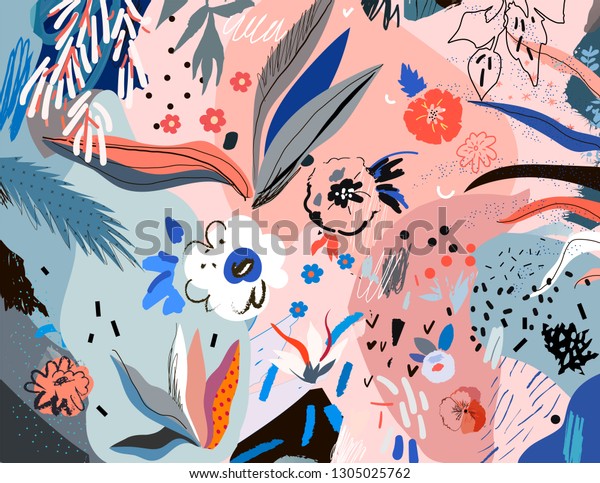 Creative Universal Floral Header Tropical Style Stock Vector (Royalty ...