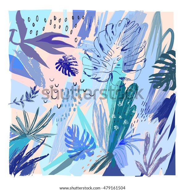 Creative Universal Floral Header Tropical Style Stock Vector (Royalty ...