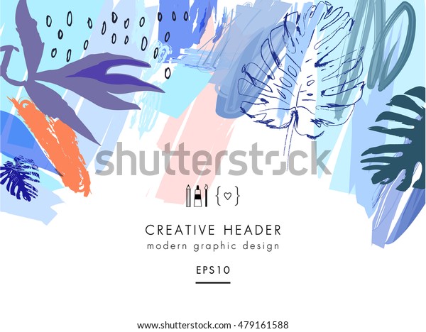Creative Universal Floral Header Tropical Style Stock Vector (Royalty ...