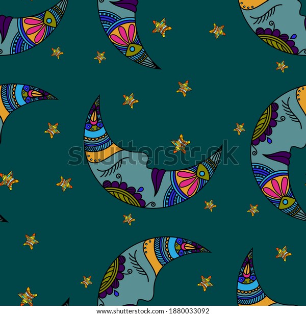 Creative Vector Drawing Moon Stars Colorful: เวกเตอร์สต็อก (ปลอดค่า ...