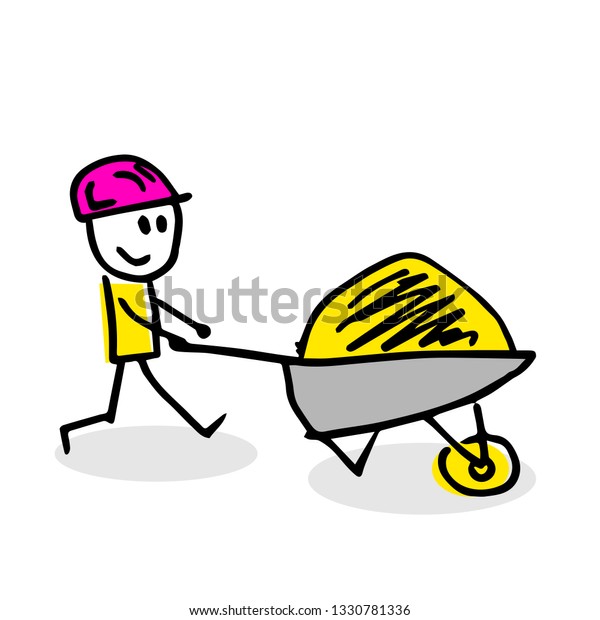 Creative Vector Drawing Stick Figure Cart Stock Vector (Royalty Free ...