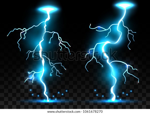 Creative Vector Illustration Realistic Lightnings Set Stock Vector ...