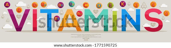 Creative Vitamins Text Designvitamin Letters Iconsvector Stock Vector ...