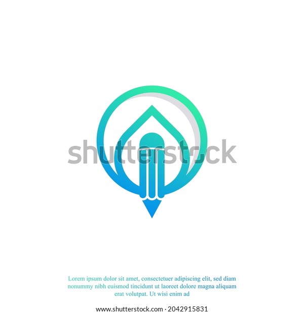 Creative Water Logo Pencil Combined Water Stock Vector (Royalty Free ...