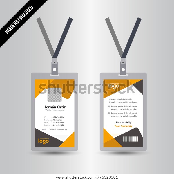 Creative Yellow & Black Color Id Card Vector Design Template