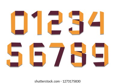 Creative Yellow Paper Fold Font Numbers: vector de stock (libre de ...